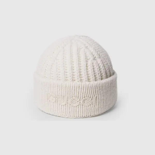 Gucci Wool Cashmere Hat With Logo - White