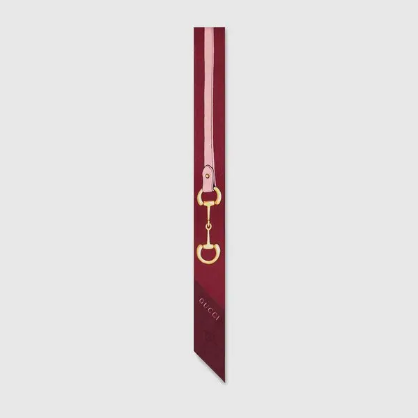 Gucci Printed Silk Twill Ribbon Silk - Red