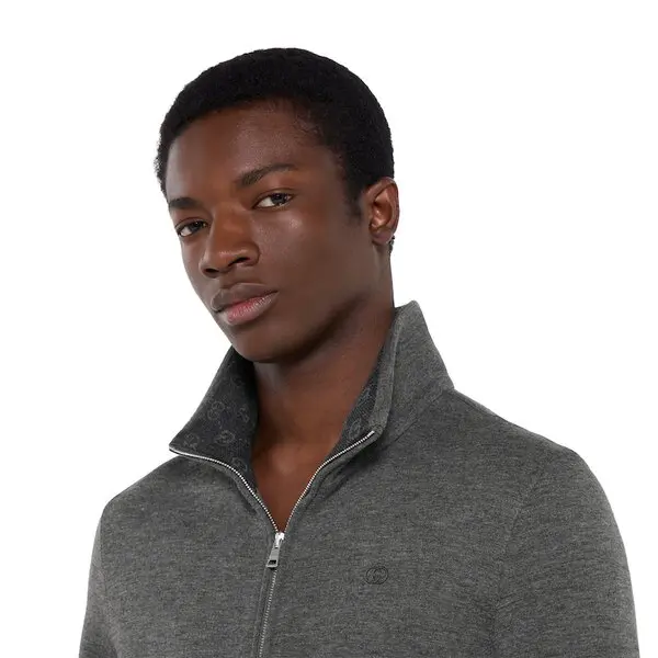 Gucci Double Jersey Jacquard Zip Jacket - Grey