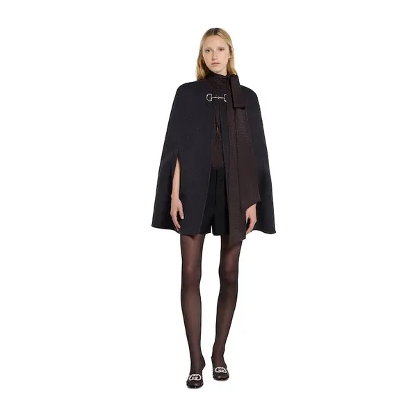 Gucci - Silk Wool Cape With Horsebit