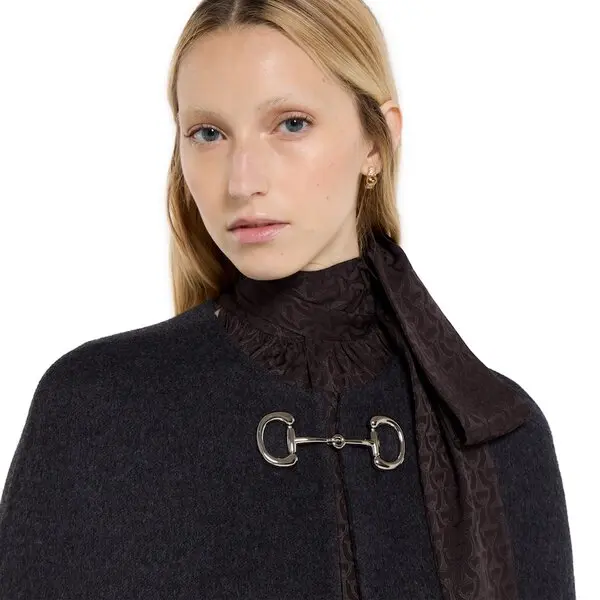 Gucci Silk Wool Cape With Horsebit