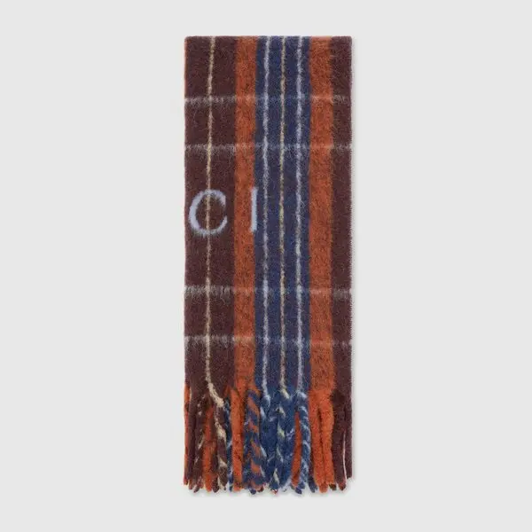 Gucci Wool Scarf With Logo - Blue