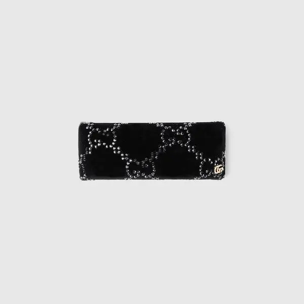 Gucci Velvet Hair Clip With Crystals - Black