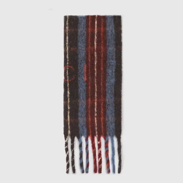 Gucci Wool Scarf With Logo - Brown