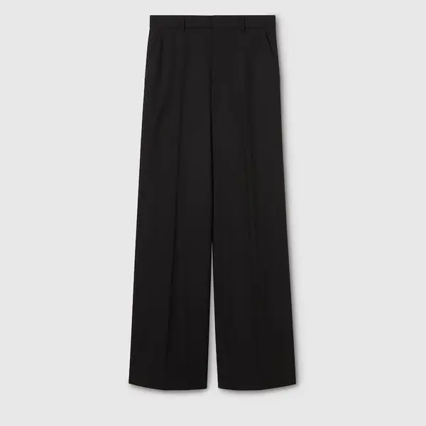 Gucci Light Wool Pants With Logo Embroidery