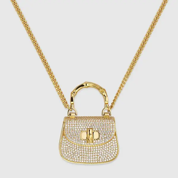 Gucci Crossbody Necklace With Bamboo 1947 Charm - Gold-toned Metal