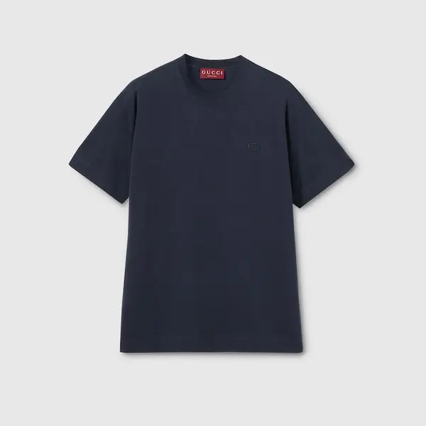 Gucci Cotton Jersey T-shirt With Embroidery - Blue
