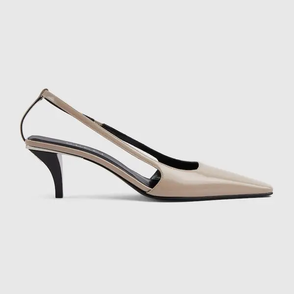 Gucci Leather Slingback With Crystal Logo
