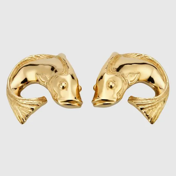Gucci Carp-shaped Clip-on Earrings - Gold-toned Metal