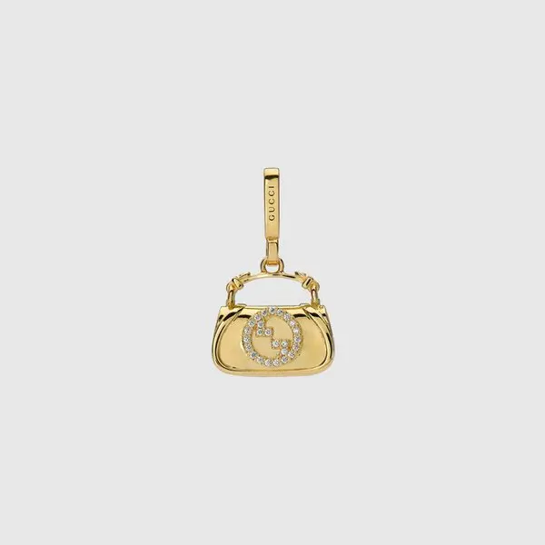 Gucci Blondie Charm With Crystals - Gold-toned Metal