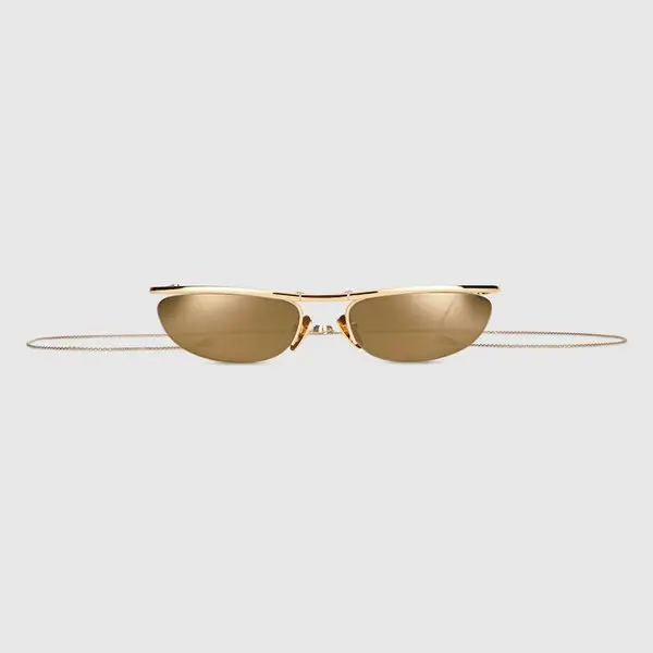 Gucci Foldable Oval-shaped Sunglasses - Gold