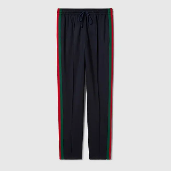 Gucci Technical Jersey Sportswear Pants With Web - Blue