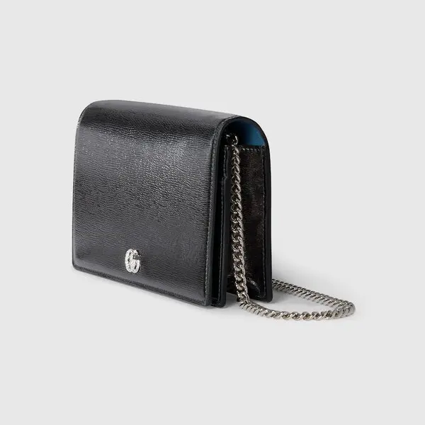 Gucci Bi-color Gg Marmont Wallet On Chain Leather