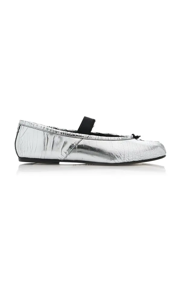 MAISON MARGIELA Tabi Crinkled Metallic Leather Ballet Flats