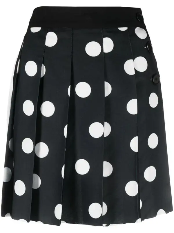 MSGM Polka Dot Pleated Mini Skirt - White
