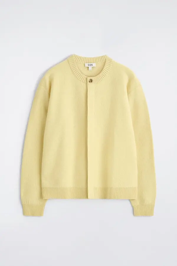 Cos Boiled-wool Crew-neck Cardigan - Yellow