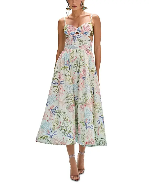 PatBO Seaweed Flutter Midi Dress - Off White