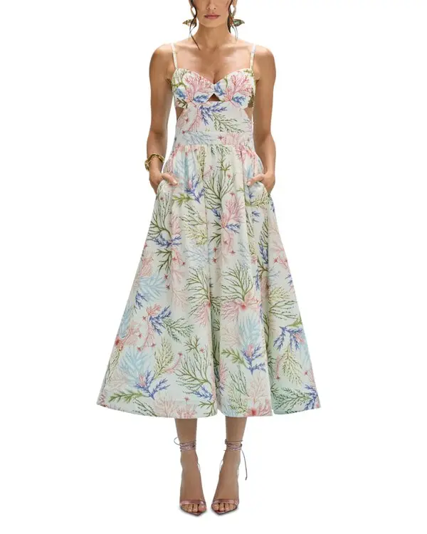 PatBO Seaweed Flutter Midi Dress - Off White