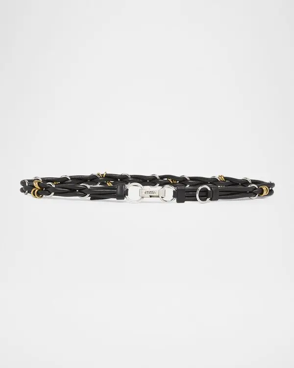 Isabel Marant Mina Braided Leather Belt - Black