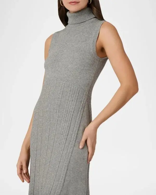 Shoshanna Carmella Sleeveless Turtleneck Knit Midi Dress - Grey