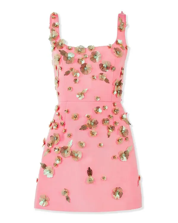 Carolina Herrera Embellished Silk Mini Dress - Sunset Multi