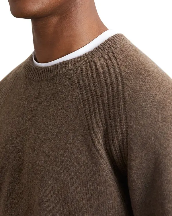 REISS Wool And Cashmere Raglan Sweater - Pecan Brown