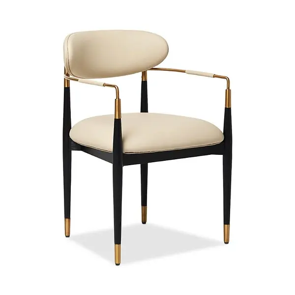 INTERLUDE HOME Cidra Chair - Matte Black/satin Brass/cream Latte