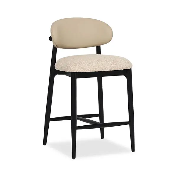 INTERLUDE HOME Liam Counter Stool - Matte Black/cream Latte/baja Seed