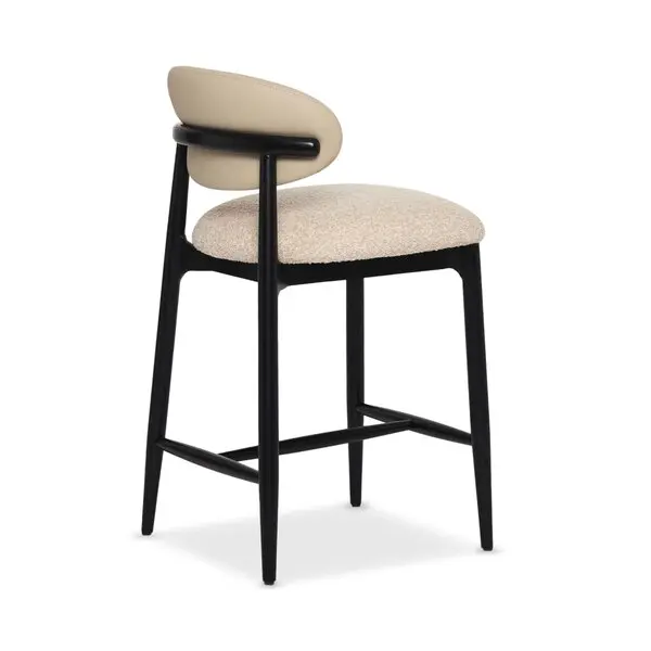INTERLUDE HOME Liam Counter Stool - Matte Black/cream Latte/baja Seed
