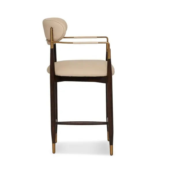 INTERLUDE HOME Cidra Counter Stool - Classic Walnut/satin Brass/cream Latte