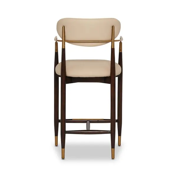 INTERLUDE HOME Cidra Counter Stool - Classic Walnut/satin Brass/cream Latte
