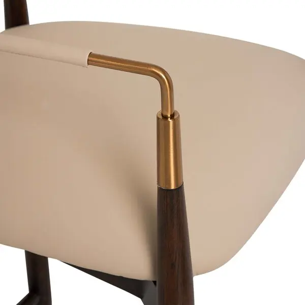 INTERLUDE HOME Cidra Counter Stool - Classic Walnut/satin Brass/cream Latte