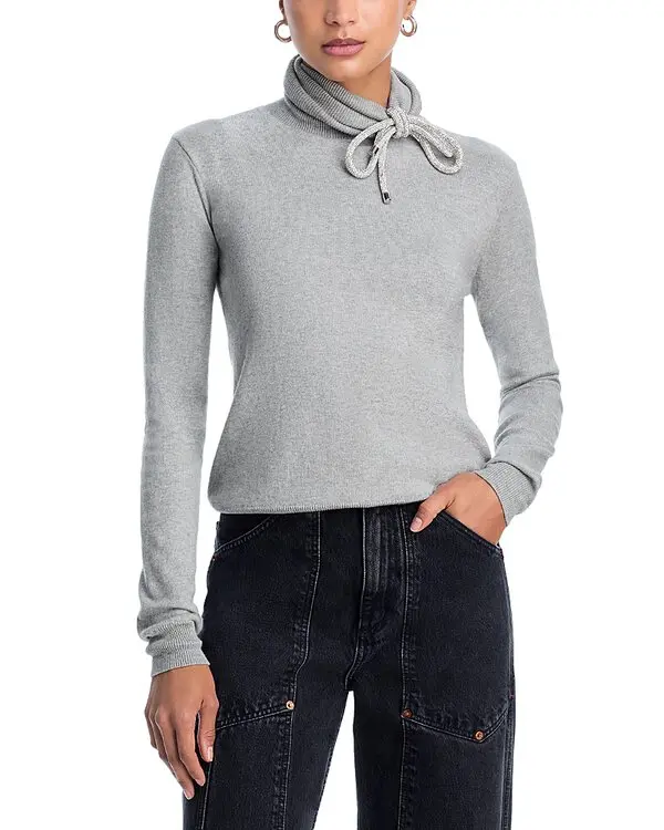 AREA Crystal Knot Turtleneck Sweater