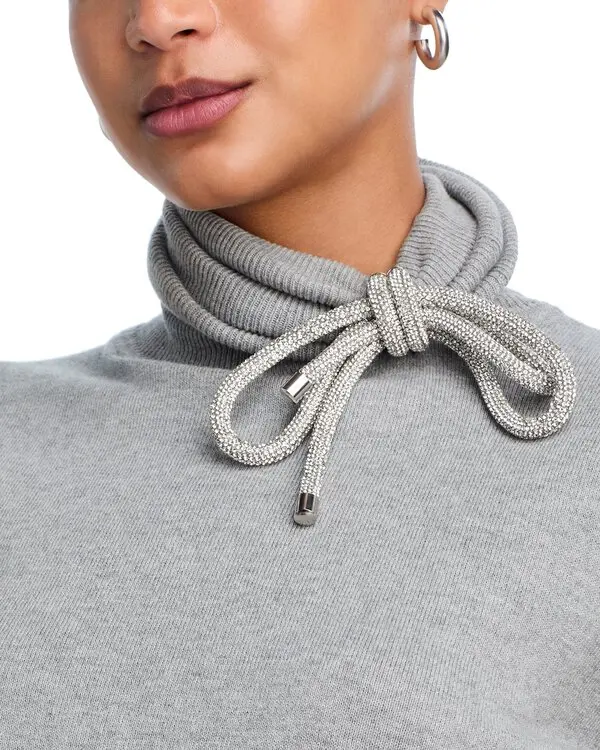 AREA Crystal Knot Turtleneck Sweater