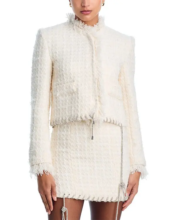 AREA Tweed Eyelash Jacket - Cream White