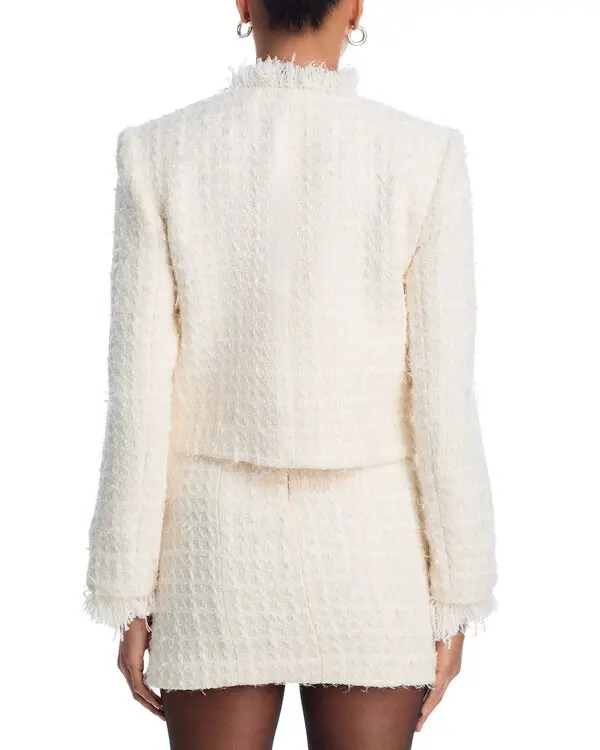 AREA Tweed Eyelash Jacket - Cream White