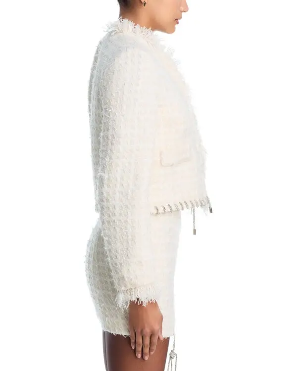 AREA Tweed Eyelash Jacket - Cream White