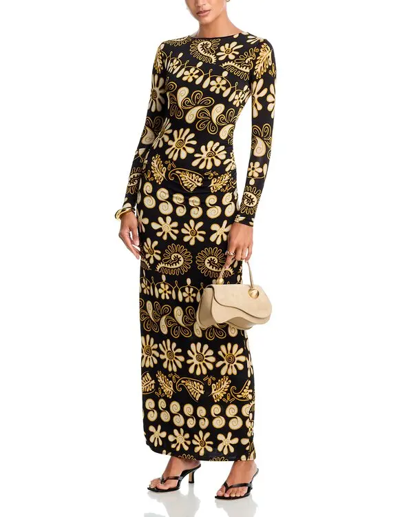 CALA DE LA CRUZ Atlas Printed Maxi Dress