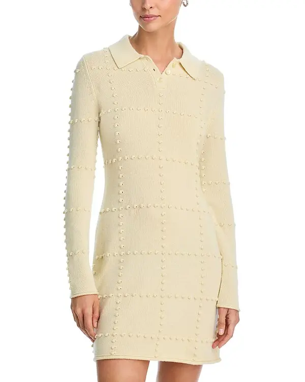 Guest In Residence Wool & Cashmere Popcorn Polo Dress
