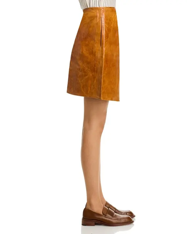 Co Leather Wrap Skirt - Cognac