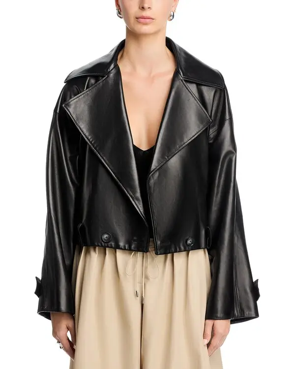 Brandon Maxwell Collins Leather Coat