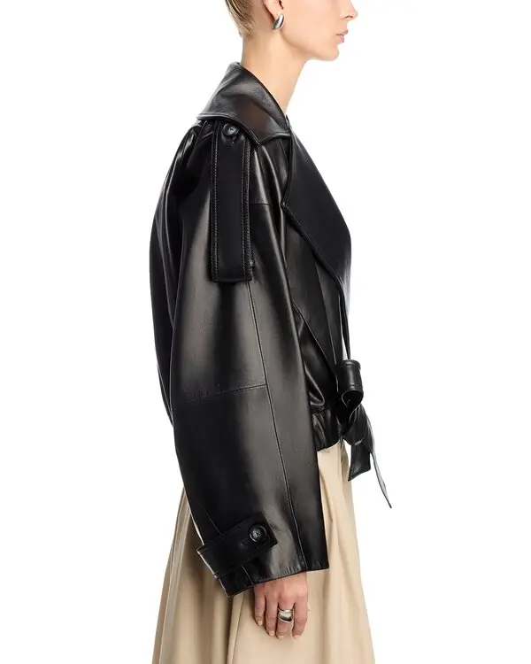 Brandon Maxwell Collins Leather Coat