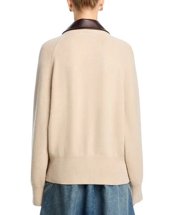 Brandon Maxwell Conrad Cashmere Zippered Jacket - Oatmeal/brown