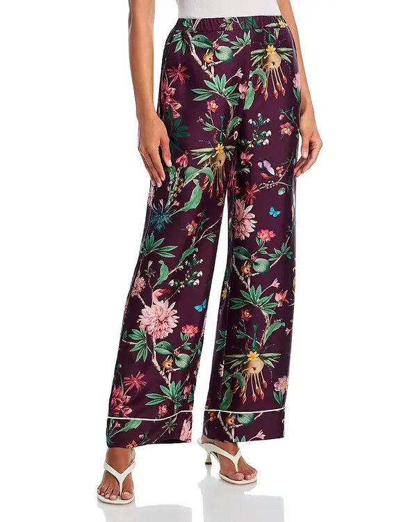 La DoubleJ Silk Pajama Pants - Flora Red