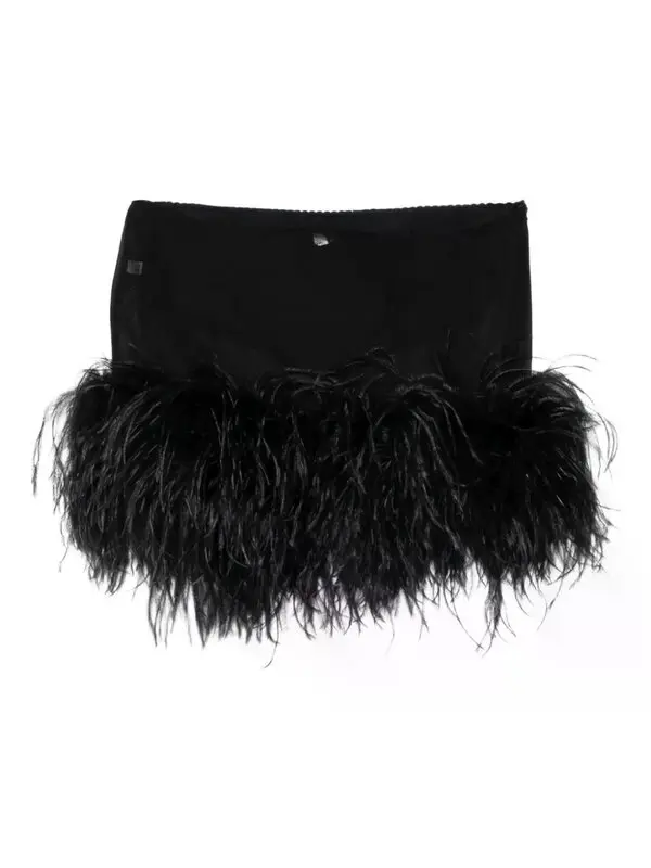 Attico Feather-trim Mini Skirt - Black
