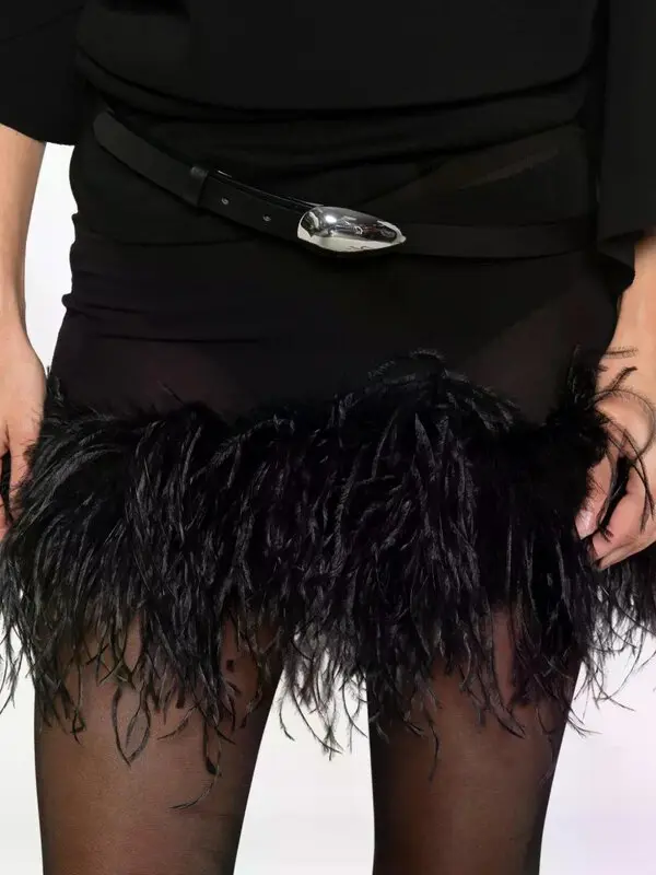 Attico Feather-trim Mini Skirt