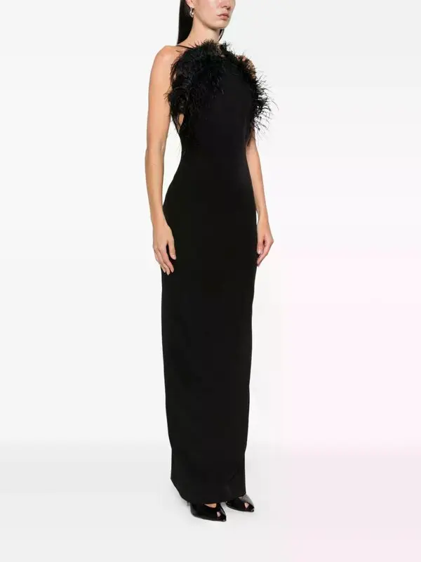 Attico Feather-trim Maxi Dress