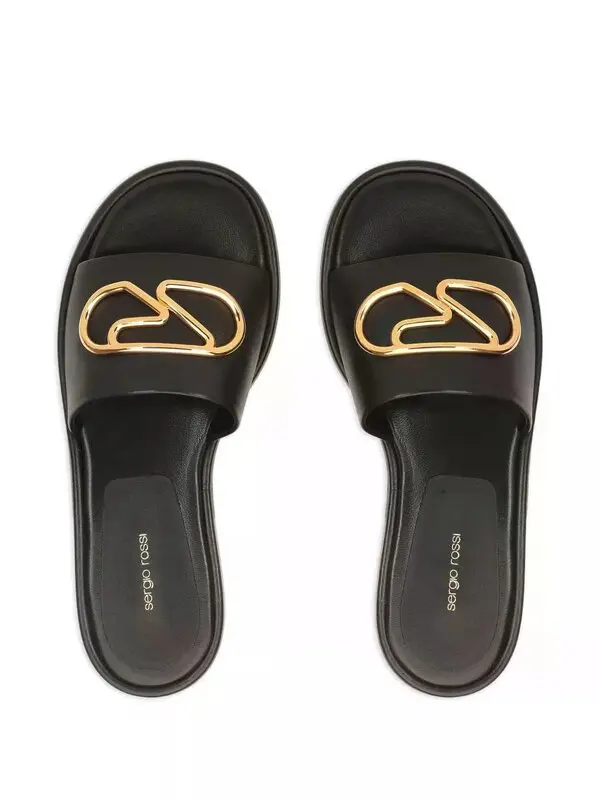 SERGIO ROSSI Logo-detail Sandals - Black