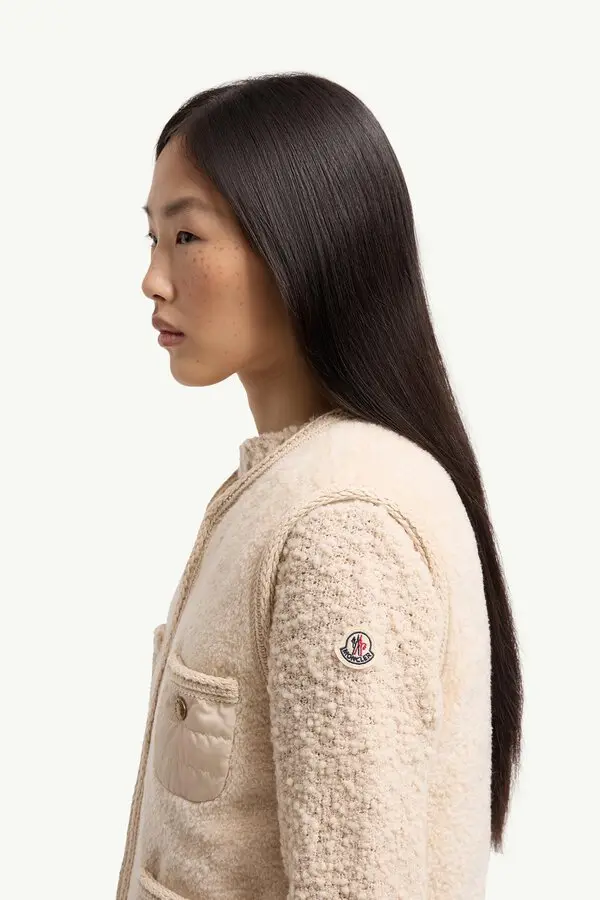 Moncler Mimosas Braided Trim Teddy Down Vest - White