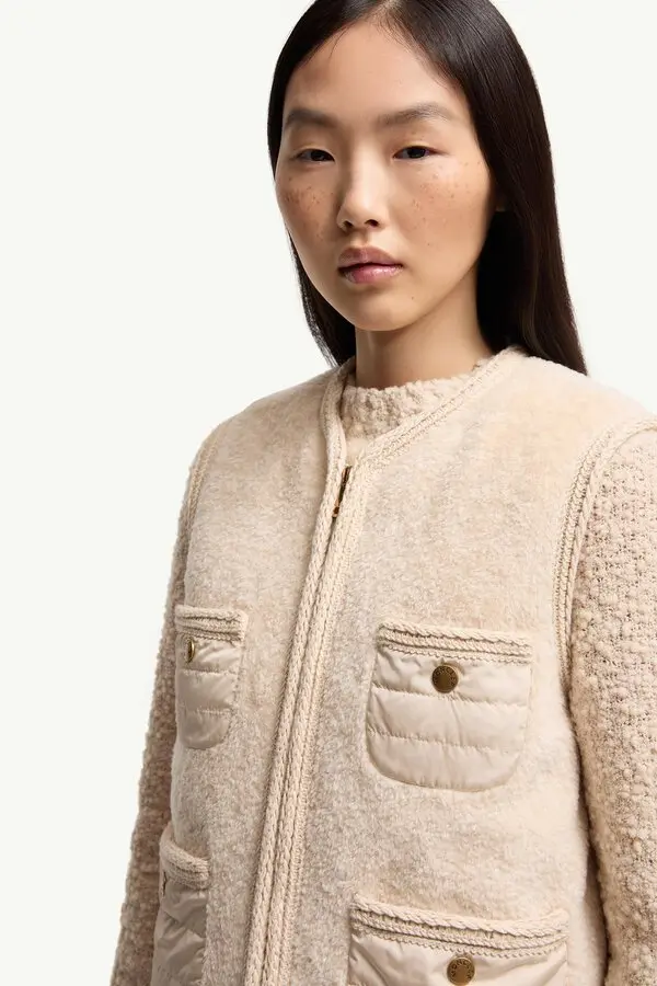 Moncler Mimosas Braided Trim Teddy Down Vest - White